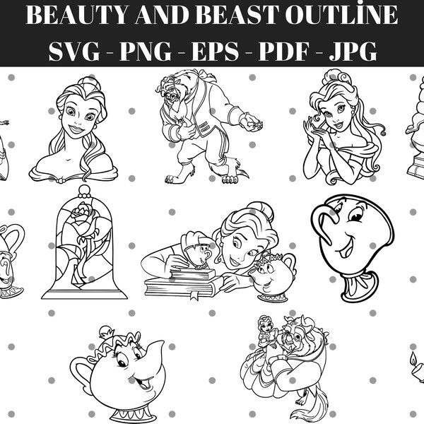 Belle Outline Svg - Etsy