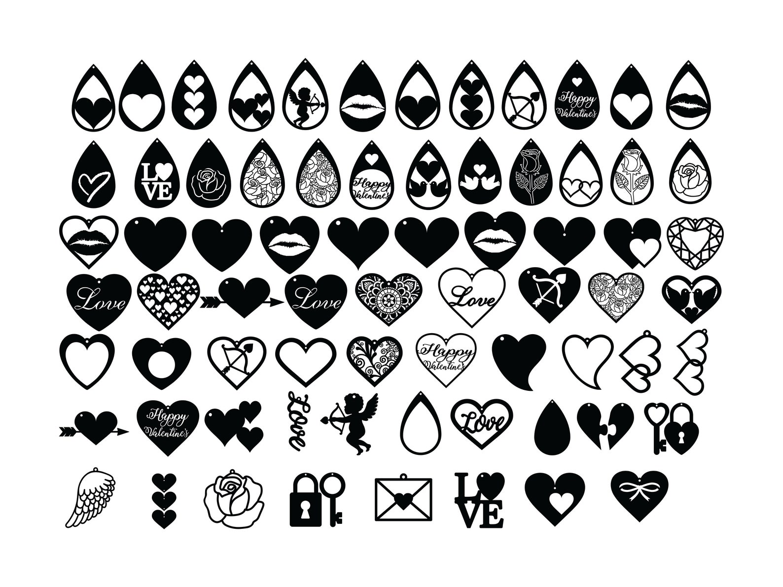 EARRINGS SVG Bundle Heart Earring Svg Valentine Earrings - Etsy