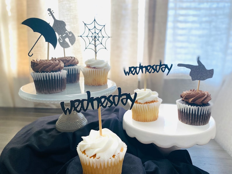 Wednesday Addams Cupcake Toppers - Etsy Wednesday Addams Cupcake Toppers - Etsy