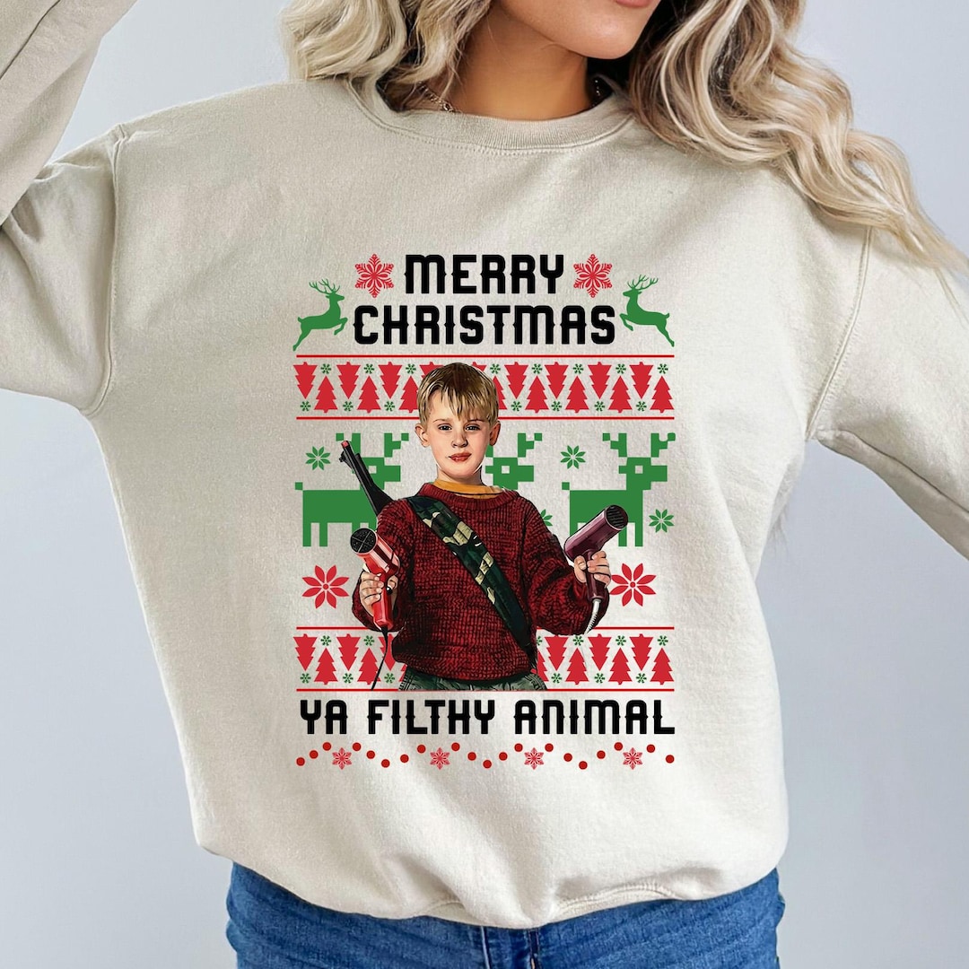 Merry Christmas Ya Filthy Animal T-shirt, Kevin Home Alone Saying ...