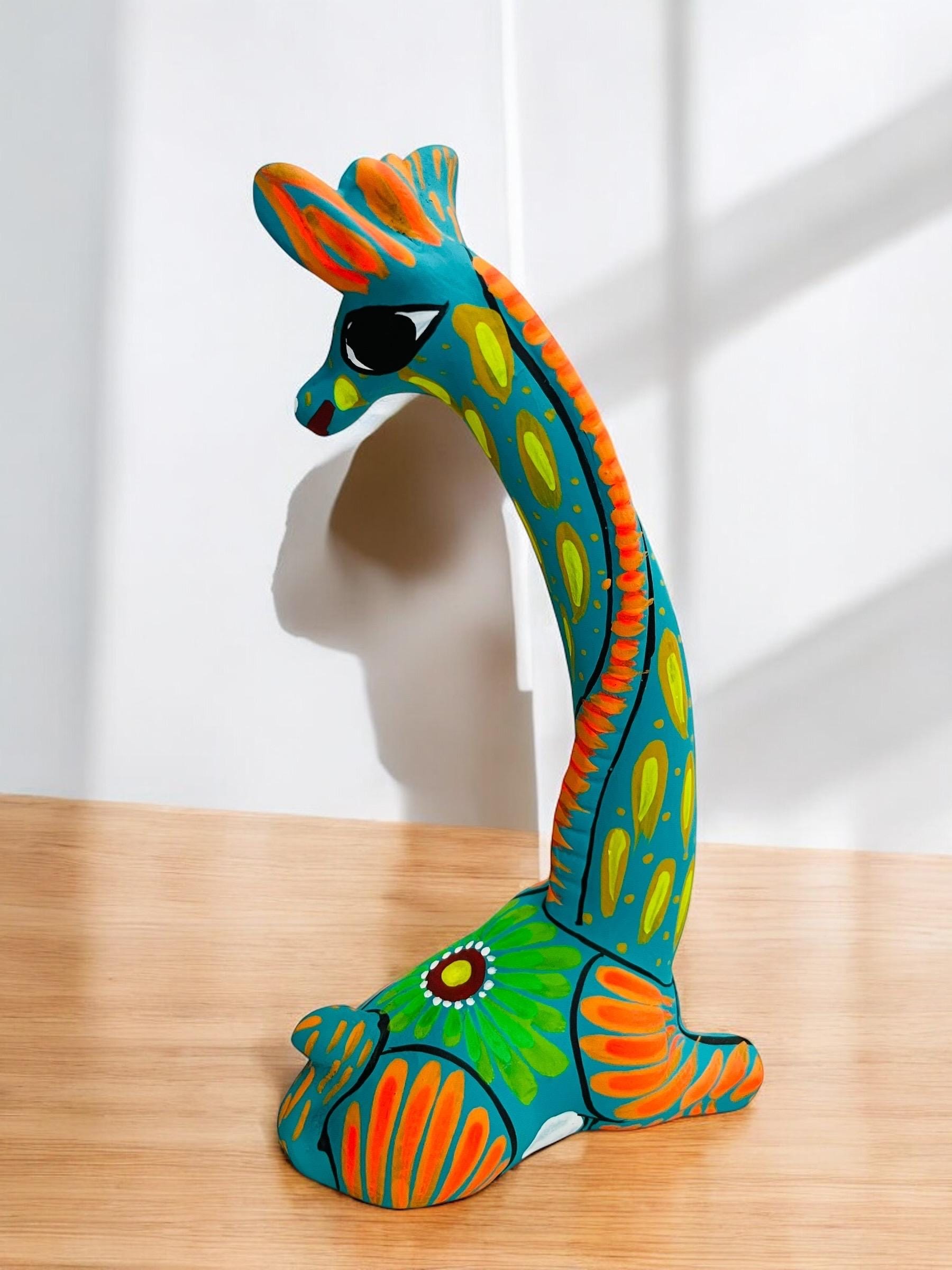 Giraffe Figurine Mexican Folk Art Hand Painted Matte Giraffe. Colorful ...