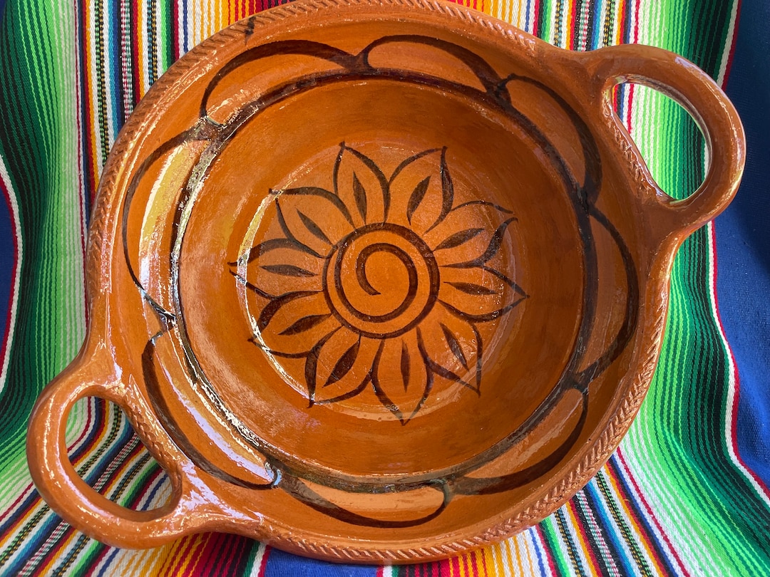 8 Qt Mexican Clay Cooking Pot / Handmade Hand Painted Terra-cotta Dish ...