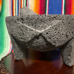 Stone Mortar and Pestle. Molcajete Volcanic Rock. Hand Carved Bow ...