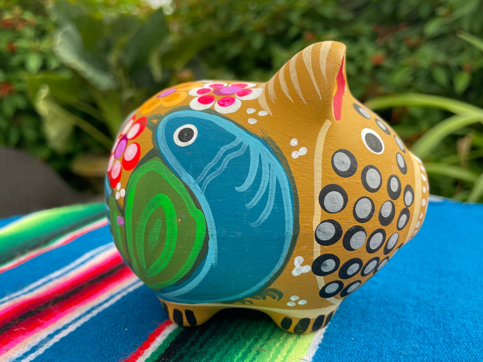 Piggy Bank Hand Painted – Mexican Folk Art Clay Money Bank Colorful ...