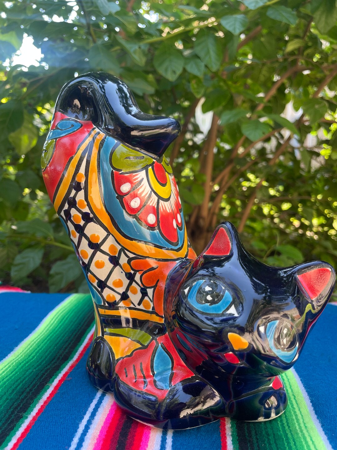 Elegant Talavera Cat Sculpture. Hand Painted High Quality Talavera ...