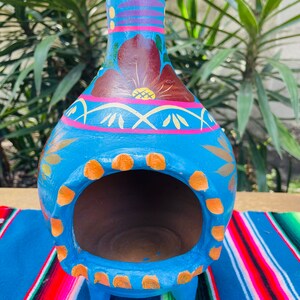 Hand Painted Clay Chiminea Incense Burner, Hand Made Barro Chiminea ...