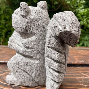 Squirrel Stone Sculpture. 100% Volcanic Rock. Garden Bird Stone Art ...