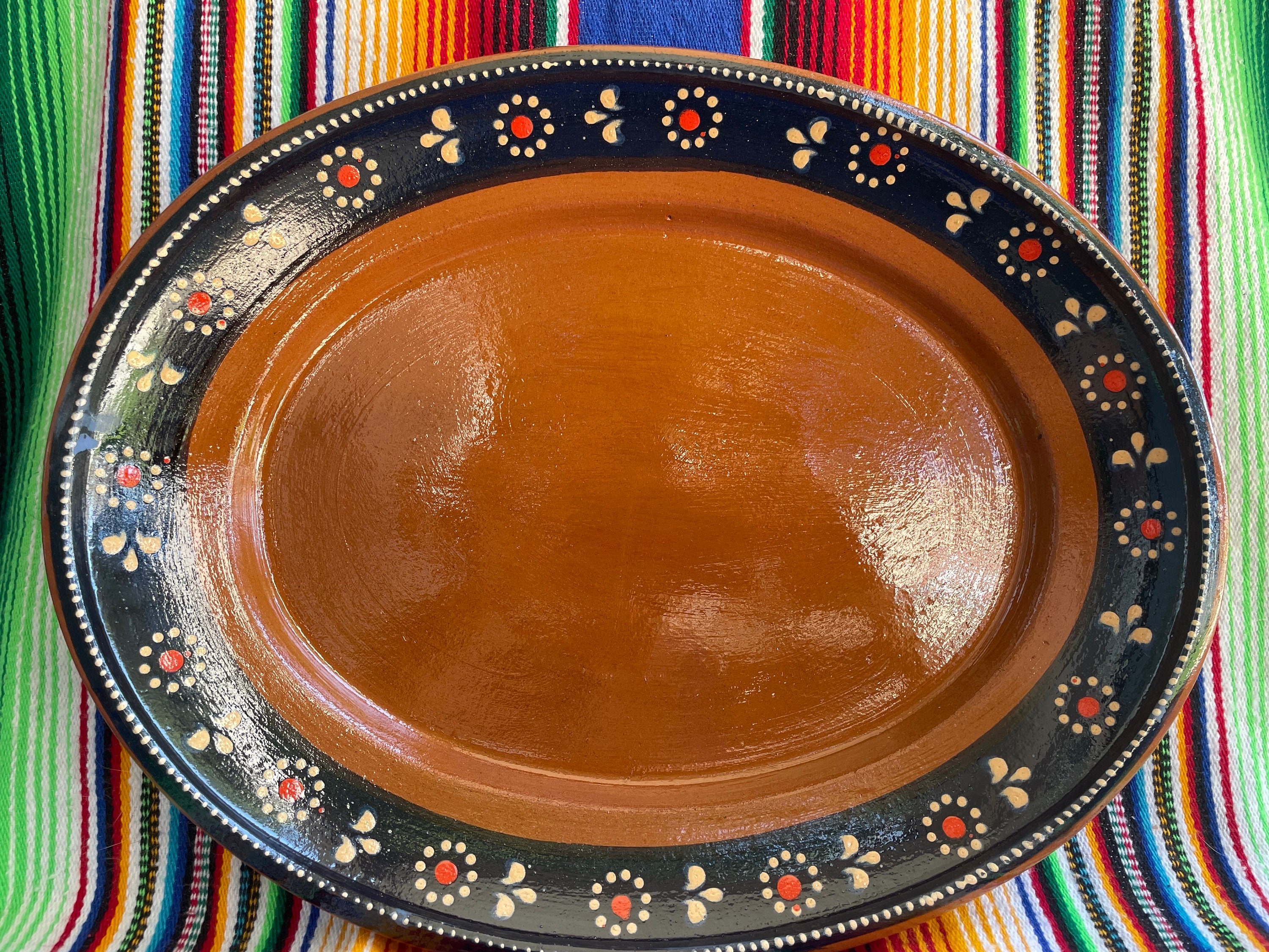 Large 16in Serving Platter Mexican Barro Hand Painted Charger - Etsy