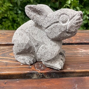 Rabbit Stone Sculpture. 100% Volcanic Rock. Garden Bird Stone Art. Rock ...