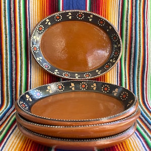 10 in or 11in Mexican Hand Painted huarache Dinner Barro Plates Blue ...