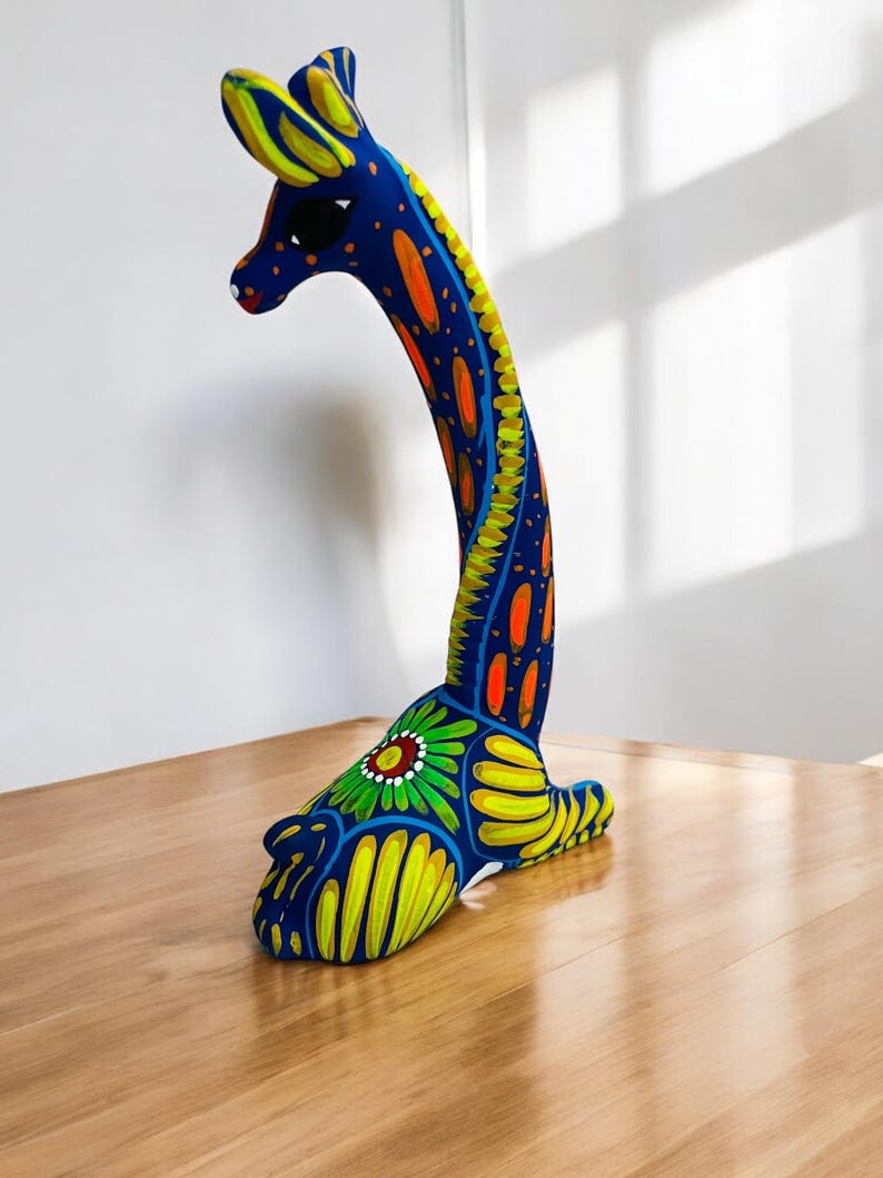 Giraffe Figurine Mexican Folk Art Hand Painted Matte Giraffe. Colorful ...