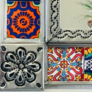 Stunning Square Talavera Tile Punched Tin Mirror, Metal Framed , High ...