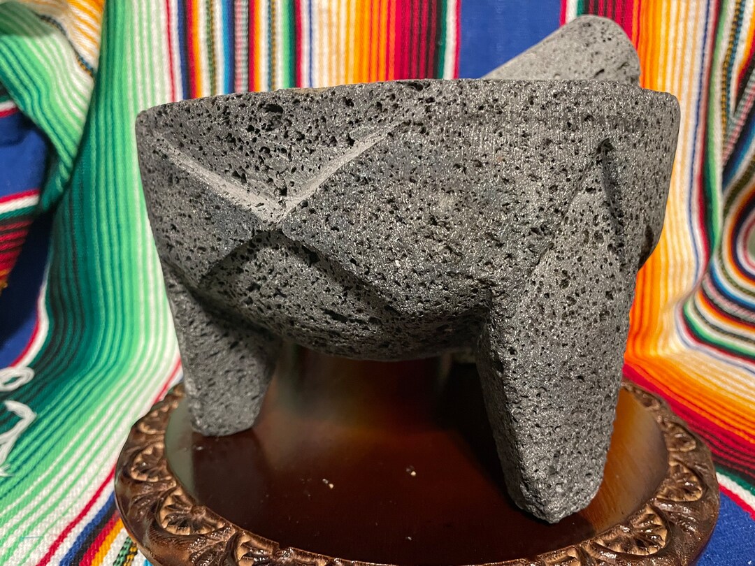 Stone Mortar and Pestle. Molcajete Volcanic Rock. Hand Carved Bow ...