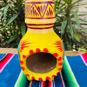 Hand Painted Clay Chiminea Incense Burner, Hand Made Barro Chiminea ...