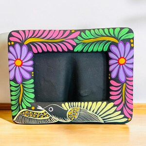 Colorful Hand Painted Picture Frame, 5x7 Clay Frame Mexican Folk Art ...