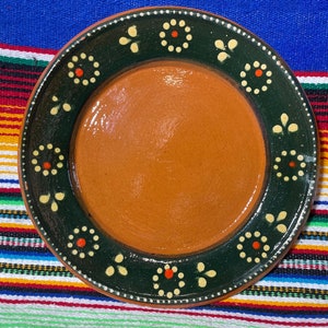 8 in Mexican Hand Painted Barro Salad Plates Set of 4 Green Accent ...