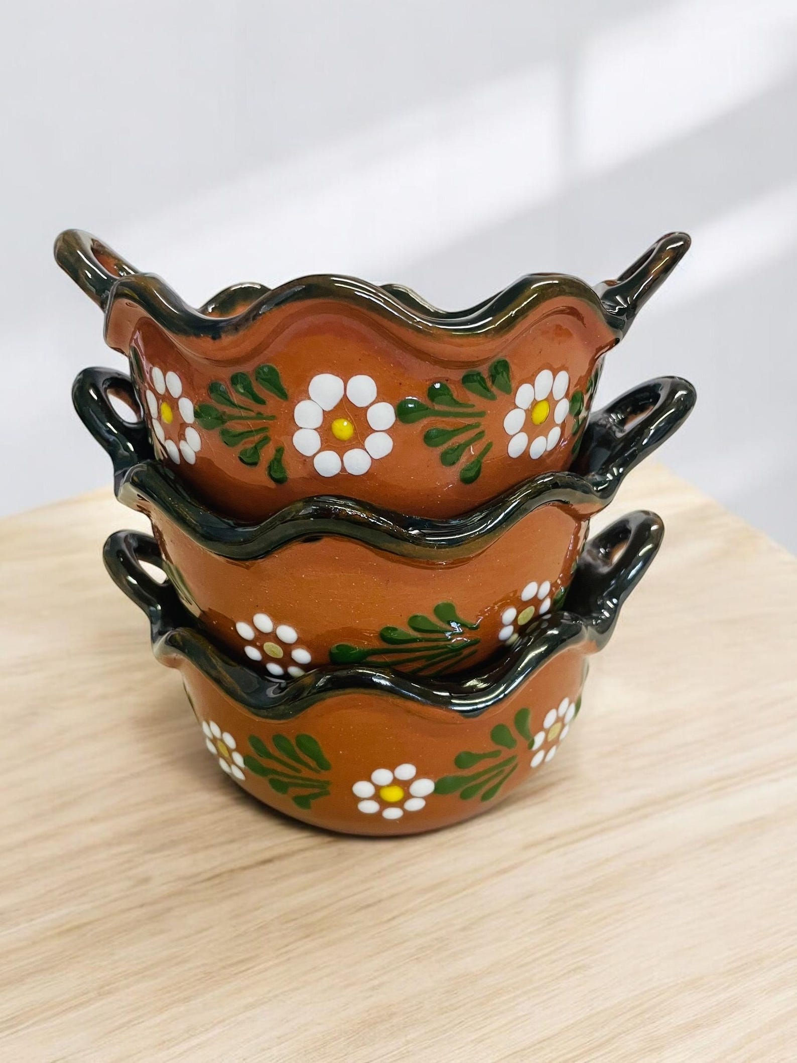 Set of Large Talavera Salsa Bowls. Mexican Handmade Red Clay Salsa ...