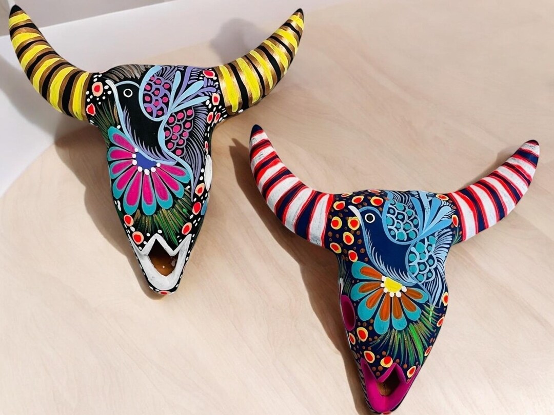 Toro Bull Skull, Bull Hanging Art, Bull Skull Wall Art, Colorful Bull ...