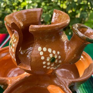 Beautiful Salsa and Napkin Centerpiece. Mexican Handmade Red Clay Three ...