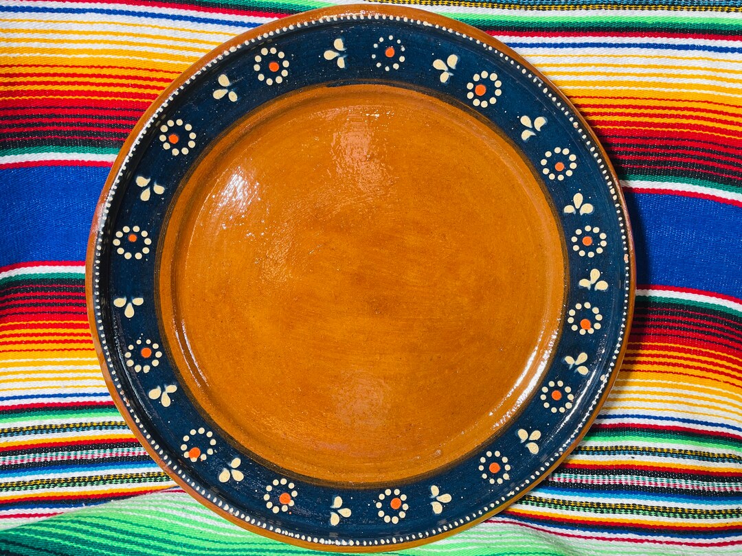 Set of 4, 14 in Large Mexican Barro Hand Painted Charger Plates ...