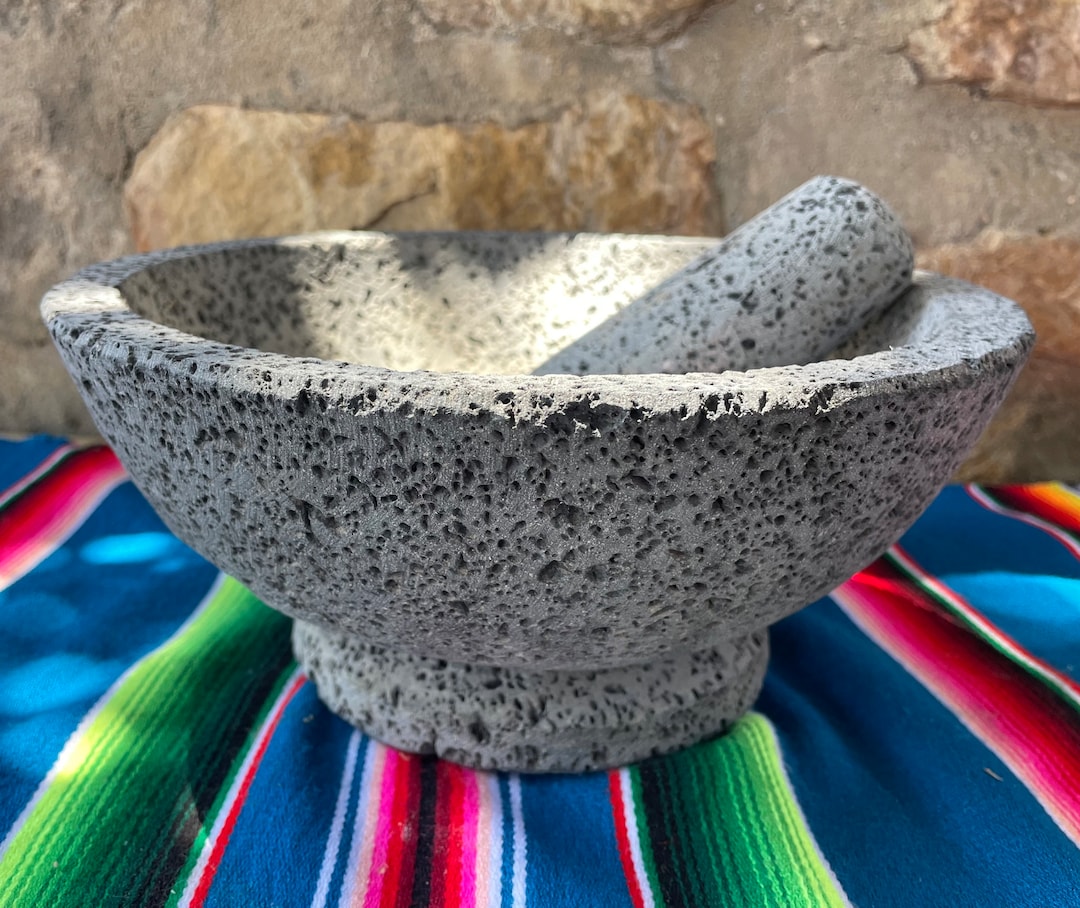 10in Mexican Molcajete Tazon - 100% Volcanic Rock - Mortar and Pestle ...