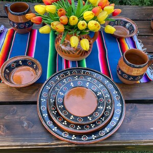 Large, Set of 4, 12.5 in Mexican Barro Charger Plates/ Rustic Dinner ...