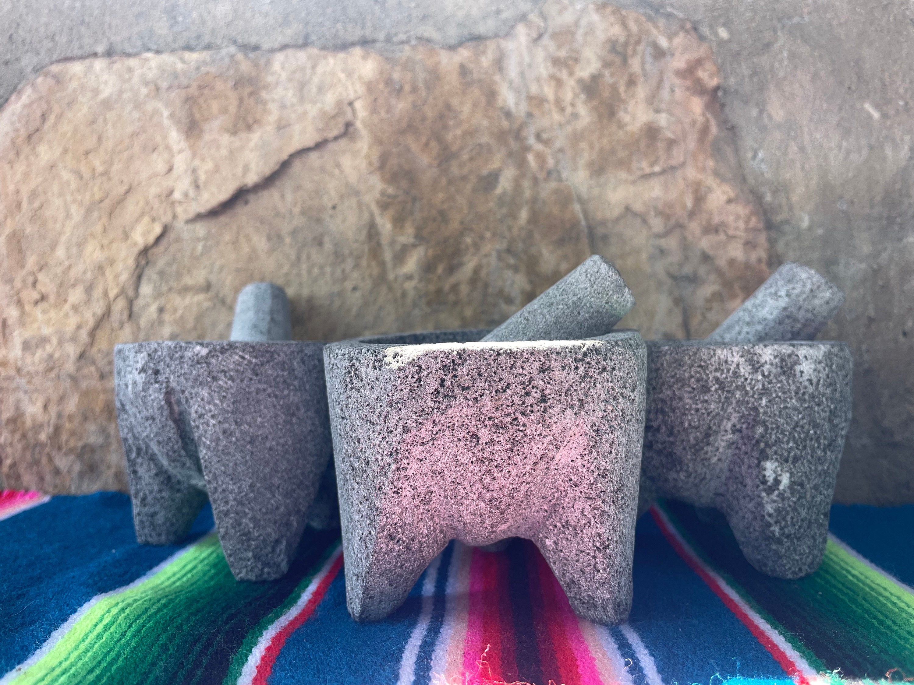Made in Mexico Small Volcanic Rock Molcajete . Mortar and Pestle Salsa ...