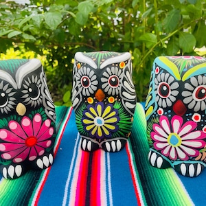 Colorful Shy Owl Figurine. Folk Art Hand Painted Owl. Colorful Hand ...