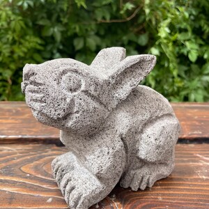 Rabbit Stone Sculpture. 100% Volcanic Rock. Garden Bird Stone Art. Rock ...