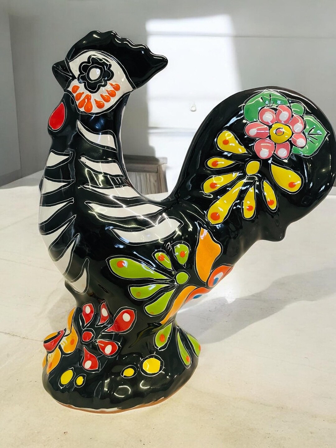 Extra Large Skeleton Rooster Dia De Los Muertos Talavera Figurine / Day ...