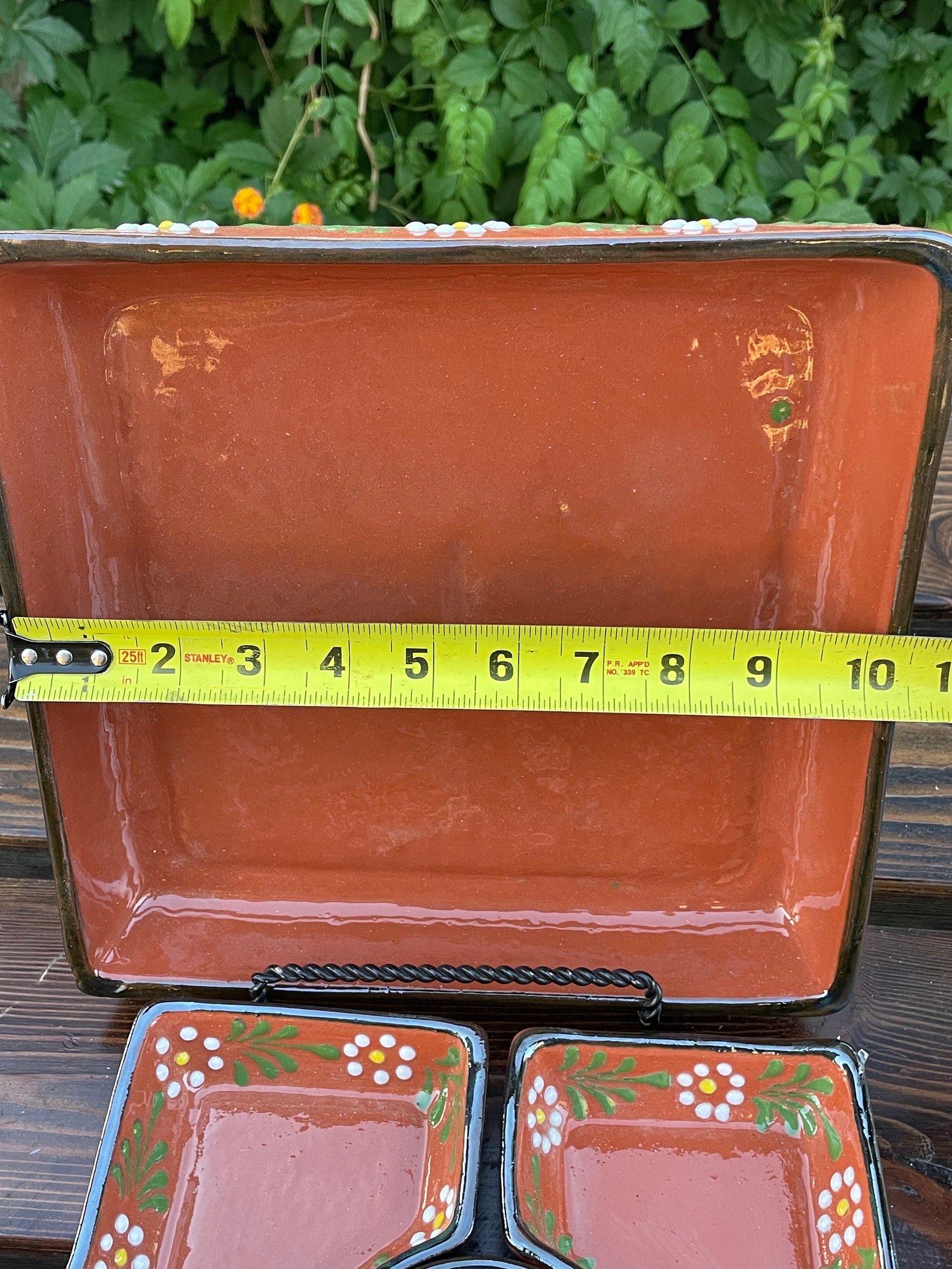 Talavera Clay Appetizer Tray. Red Clay Beautiful Square 7 Piece Dip ...