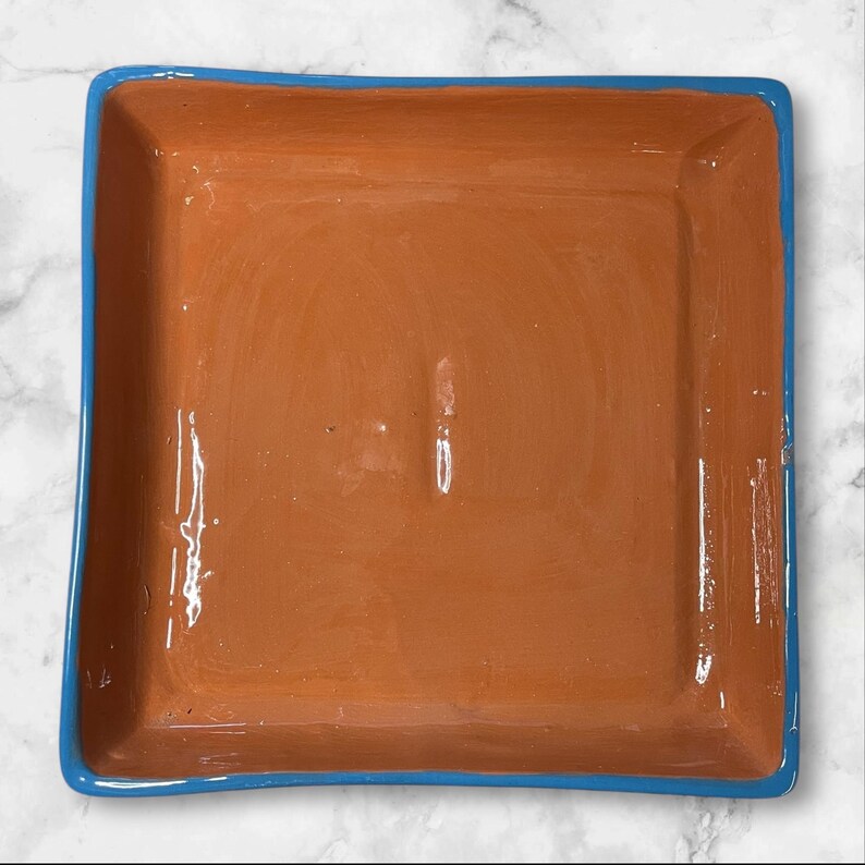 Talavera Clay Appetizer Tray. Red Clay Beautiful Square 7 Piece Dip ...