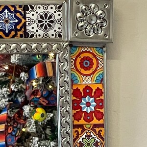 Large Stunning Talavera Tile Punched Tin Mirror, Metal Framed , High ...