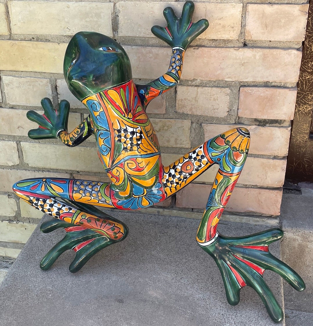 Huge Elegant 21 in Talavera Frog Sculpture. Handmade Mexican Pottery ...