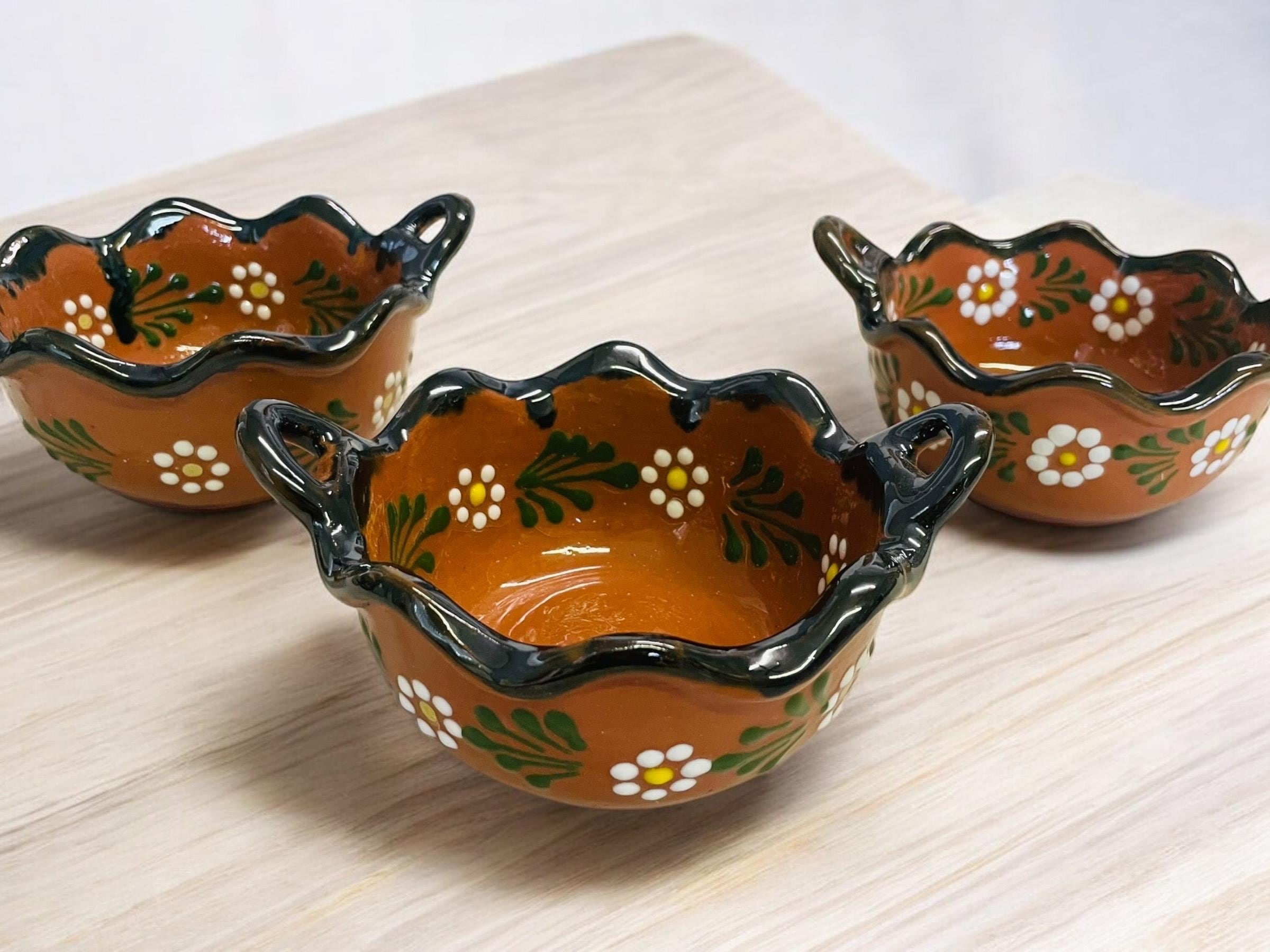 Set of Large Talavera Salsa Bowls. Mexican Handmade Red Clay Salsa ...