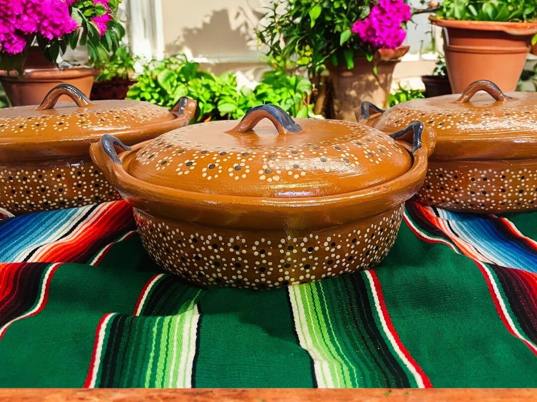 Mexican Handmade Cazuela With Lid/ Clay Baker / Hand Painted Terra ...