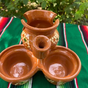 Beautiful Salsa and Napkin Centerpiece. Mexican Handmade Red Clay Three ...