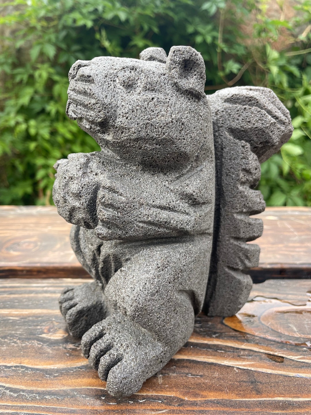 Squirrel Stone Sculpture. 100% Volcanic Rock. Garden Bird Stone Art ...