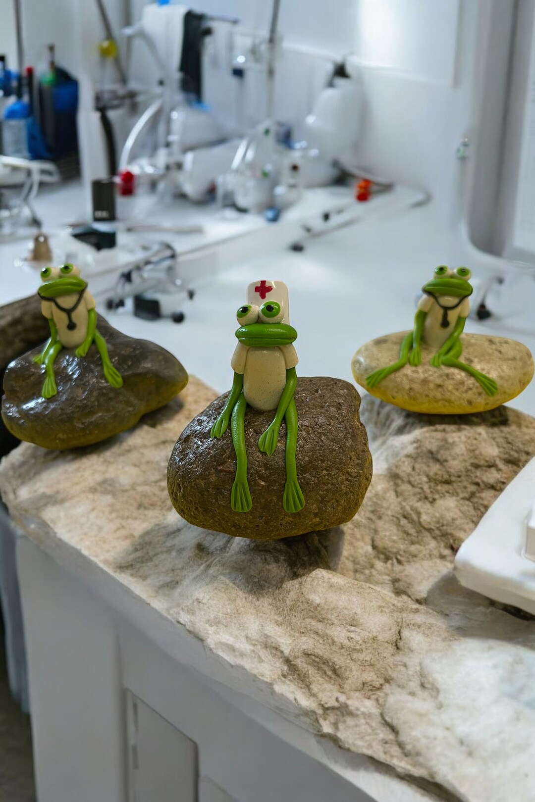 Frog on a Rock, Gift for Doctor, Nurse. Hand Crafted Clay Frogs ...