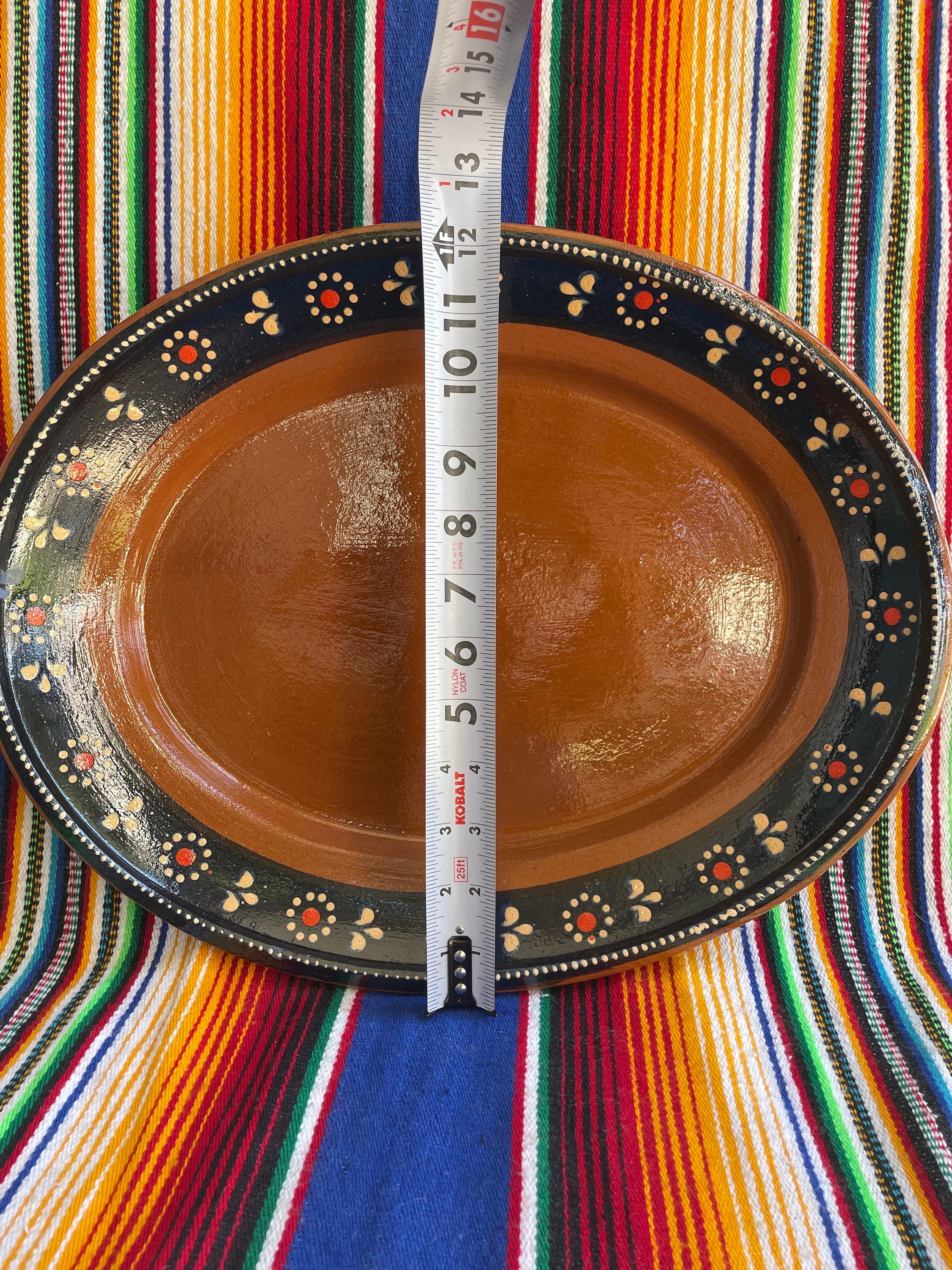 Large 16in Serving Platter Mexican Barro Hand Painted Charger - Etsy