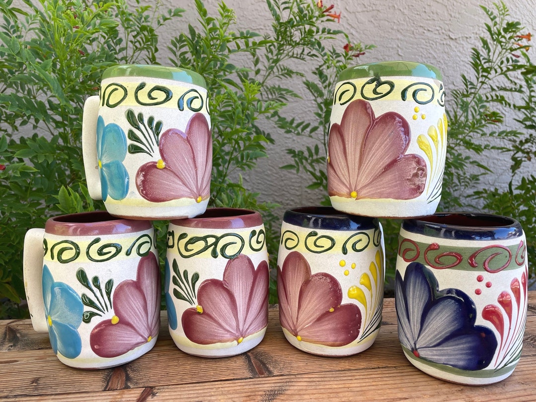 24 Oz Barro Beer Mug /mexican Hand Painted Clay Mug / Barro / Coffee ...
