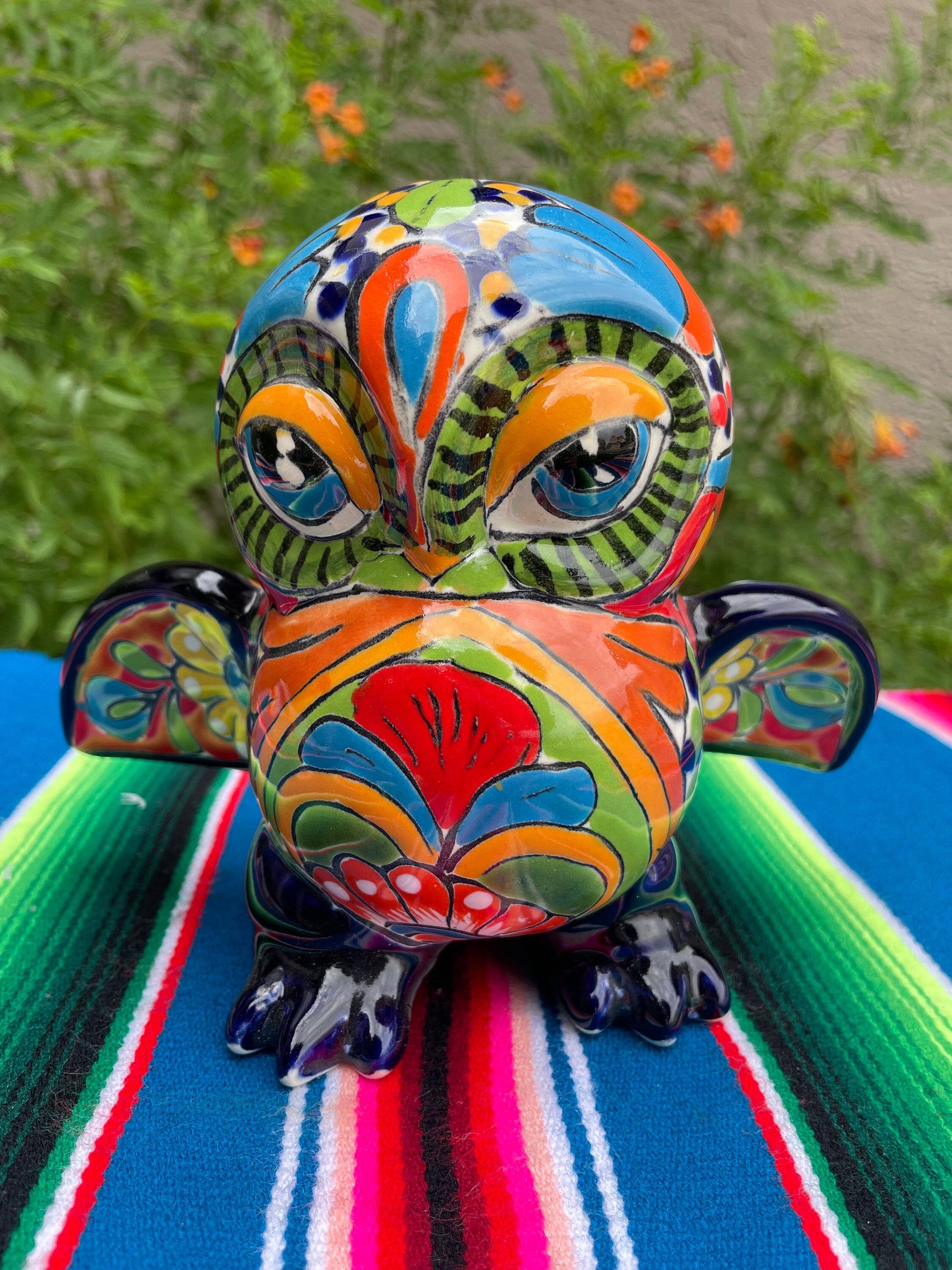 Elegant Talavera Owl Búho Figurine. Handmade Hand Painted by Angel ...