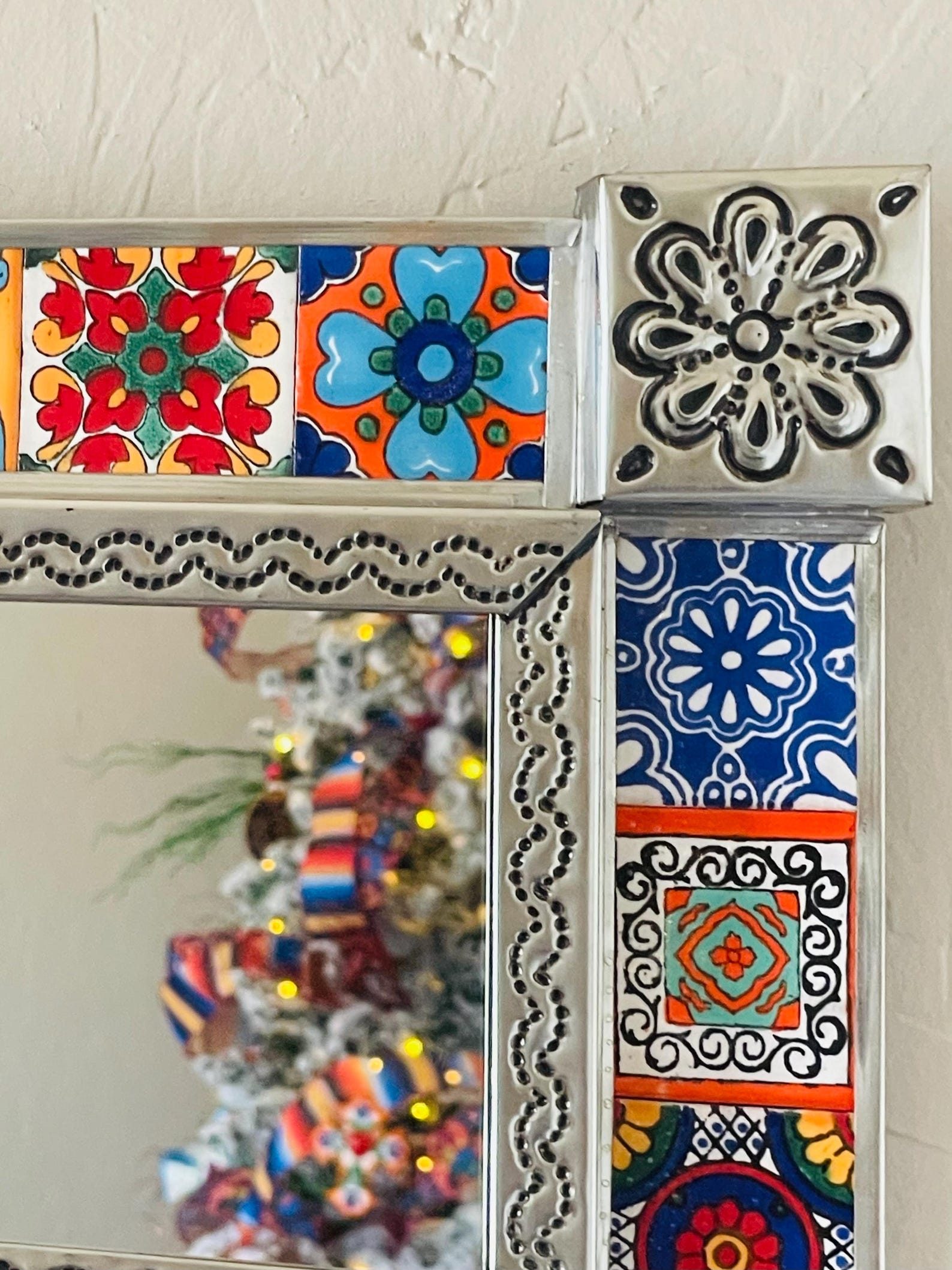 Talavera Tile Punched Tin Mirror: Mexican Metal Framed Decor - Etsy