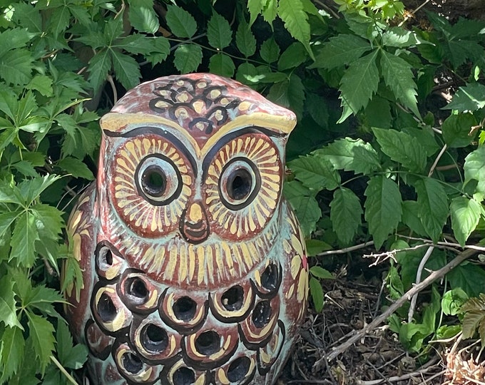 Extra Large Owl Luminary. Búho De Barro Luminaria. Owl Clay Flower Pot. Garden Art. Yard Decor ...