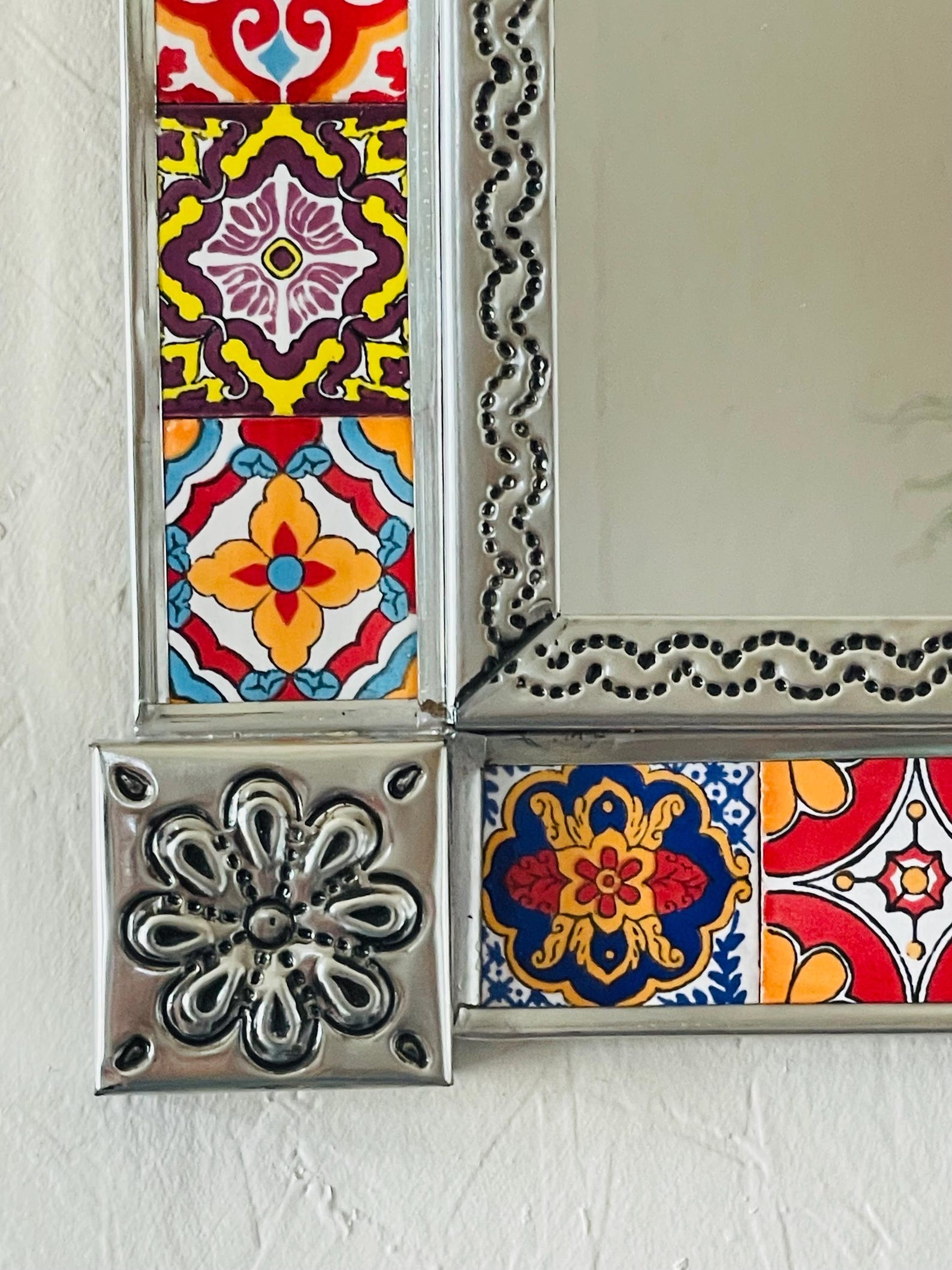 Talavera Tile Punched Tin Mirror: Mexican Metal Framed Decor - Etsy