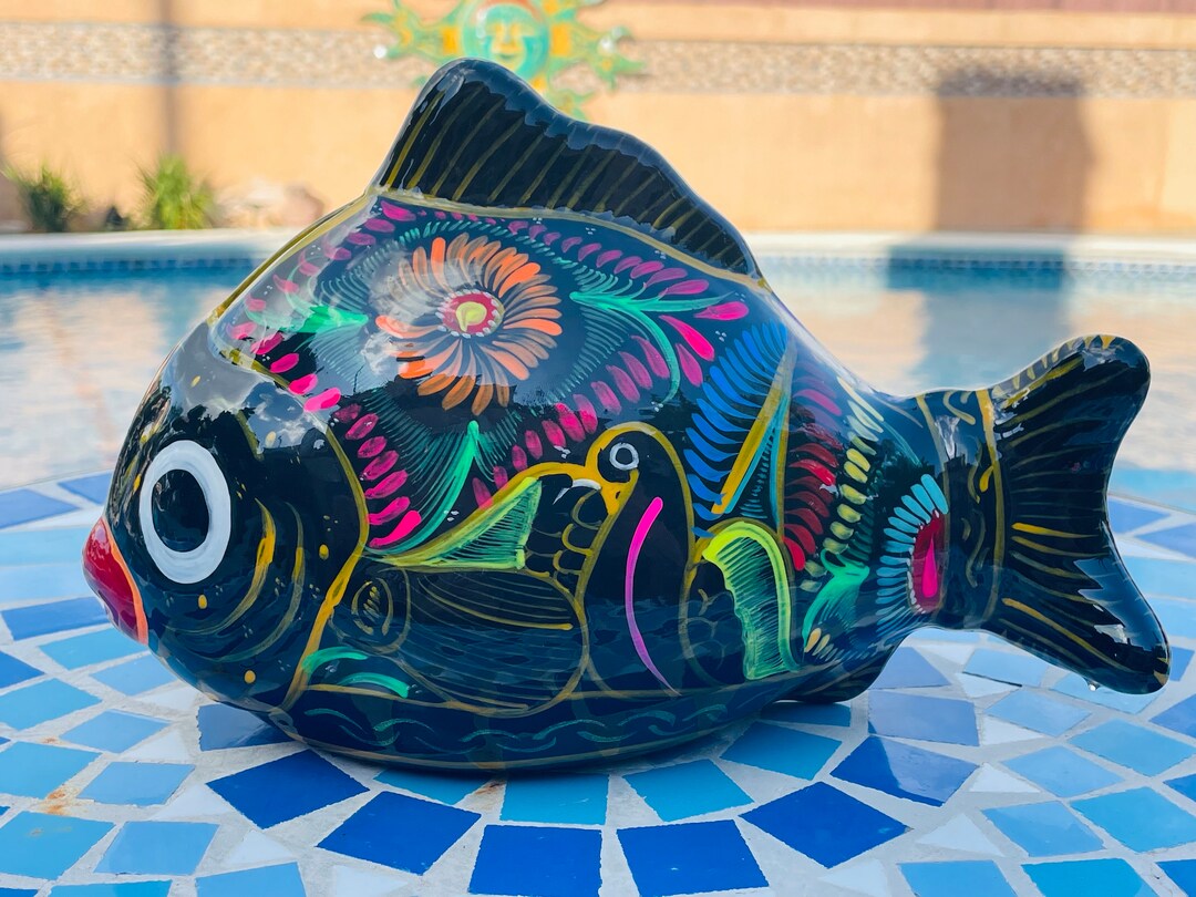 Mexican Folk Art Hand Painted Fish . Colorful Hand Painted Fish ...