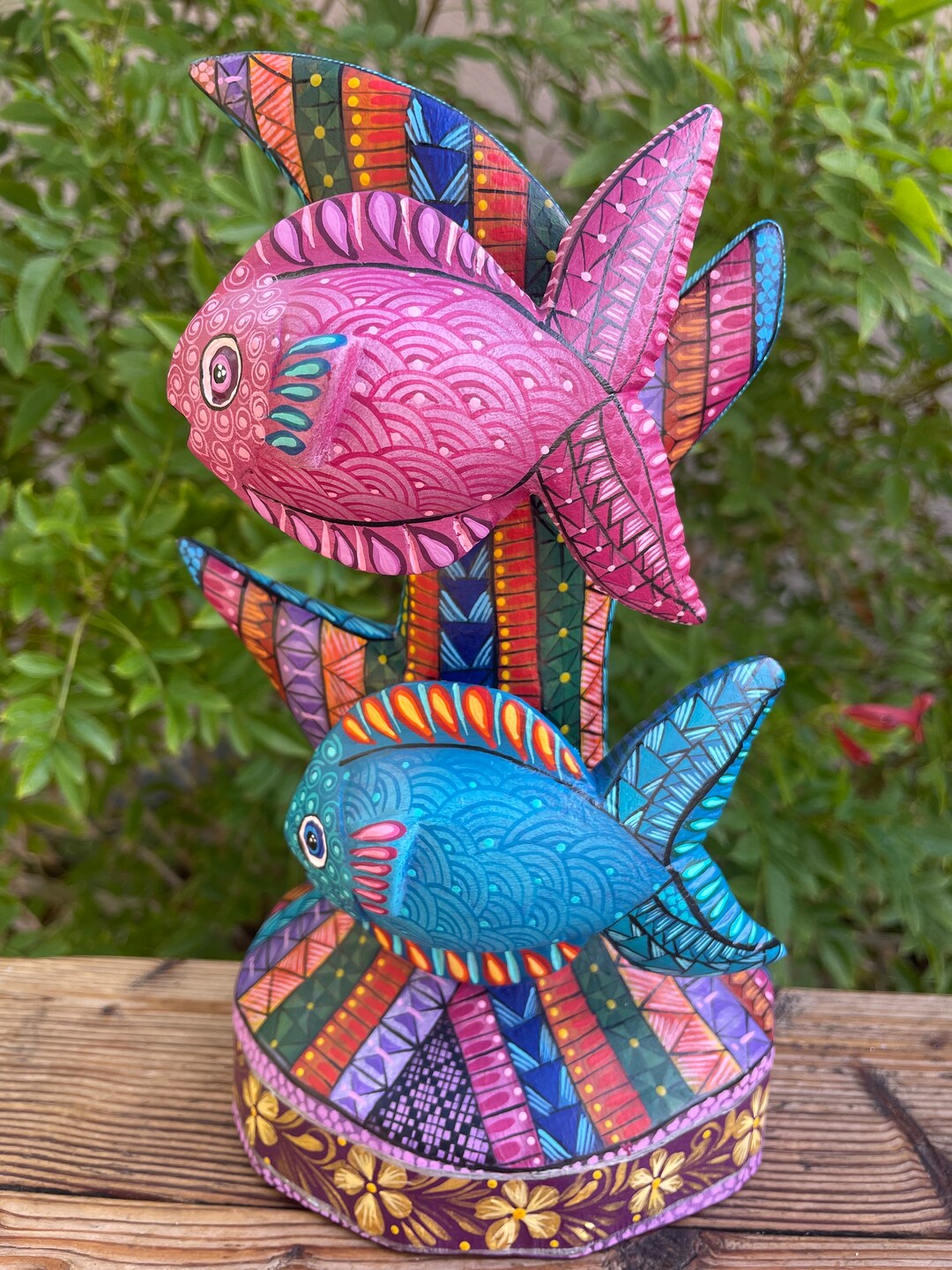 Alebrije Fish Sculpture Large – Hand Carved Oaxaca Wood Folk Art Signed ...
