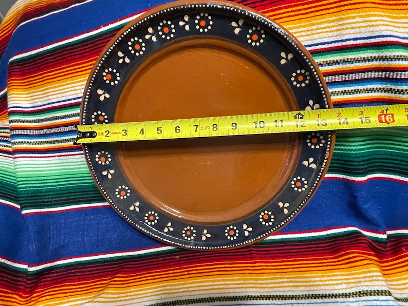14 in Large Mexican Barro Hand Painted Charger / Serving Platter ...