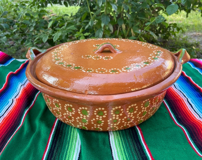 6qt Large Mexican Barro Cazuela, Beautiful Handmade With Lid/ Large ...
