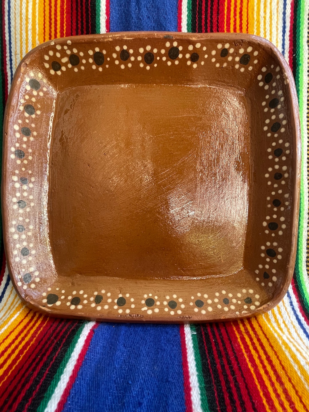 Set of 4, 10 in Mexican Hand Painted Dinner Barro Plates / Mexican Clay ...